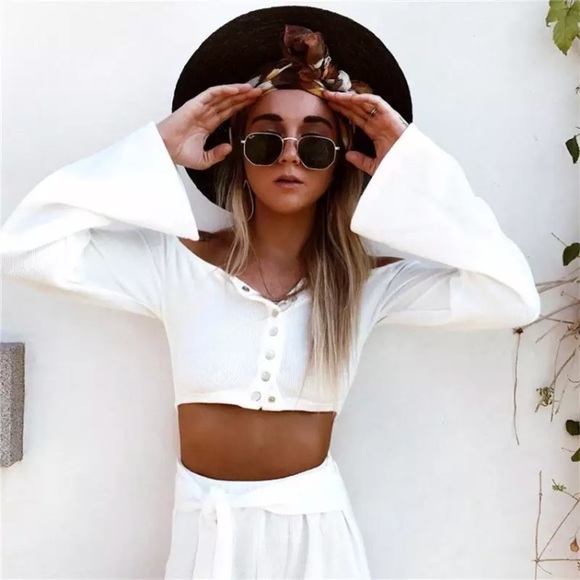 Tops | Button Crop Top | Poshmark